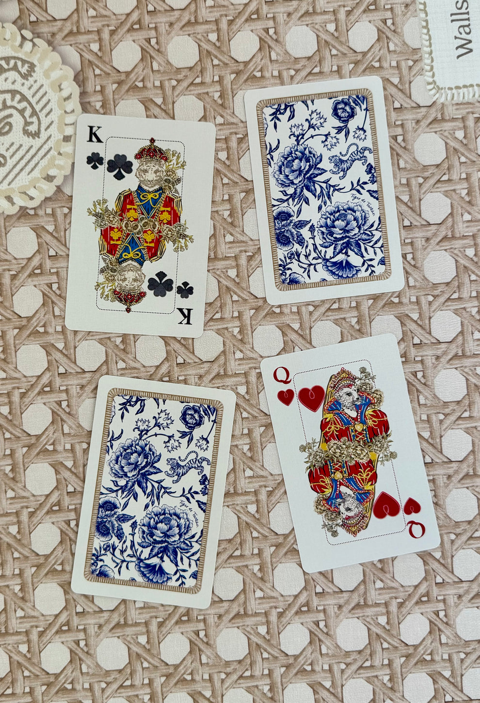 Illustrated Playing Cards with Tiger Motif and Needlepoint Accents, CH ...