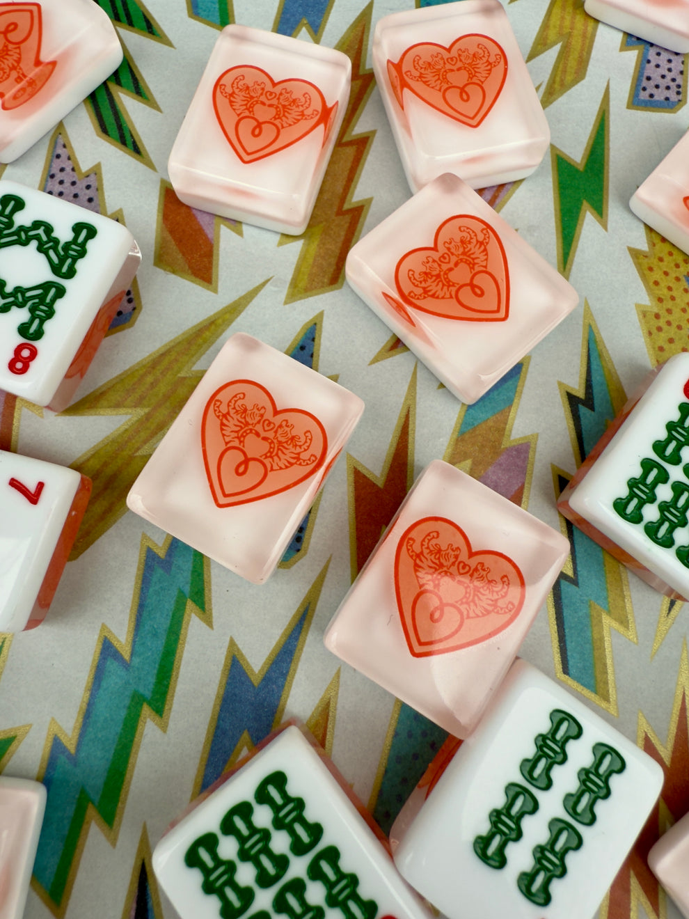 House Hearts: Classic American Mahjong Tile Set with Signature Heart L ...